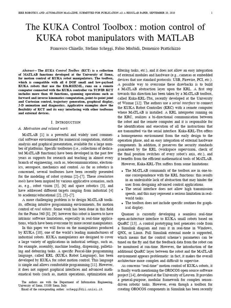 The KUKA Control Toolbox Motion Control | PDF
