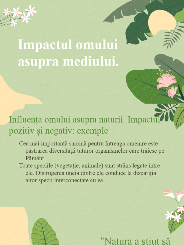 Impactul Omului Asupra Mediului Copie | PDF