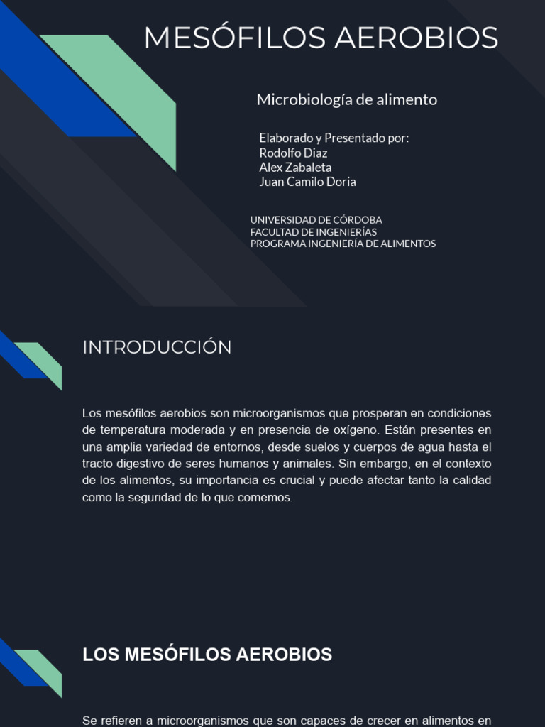 Importancia de los Mesófilos Aerobios | PDF | Alimentos | Microorganismo