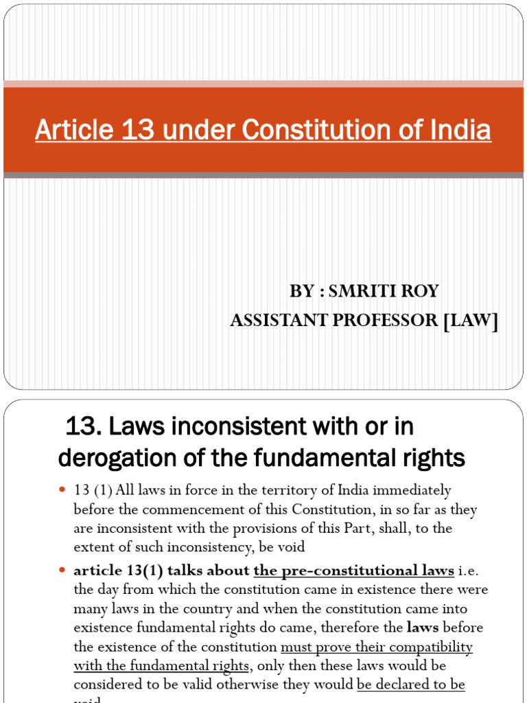 Article 13: Indian Constitution Overview | PDF