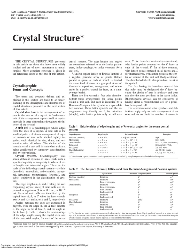 02-02 Crystal Structure | PDF | Crystal Structure | Chemical Substances