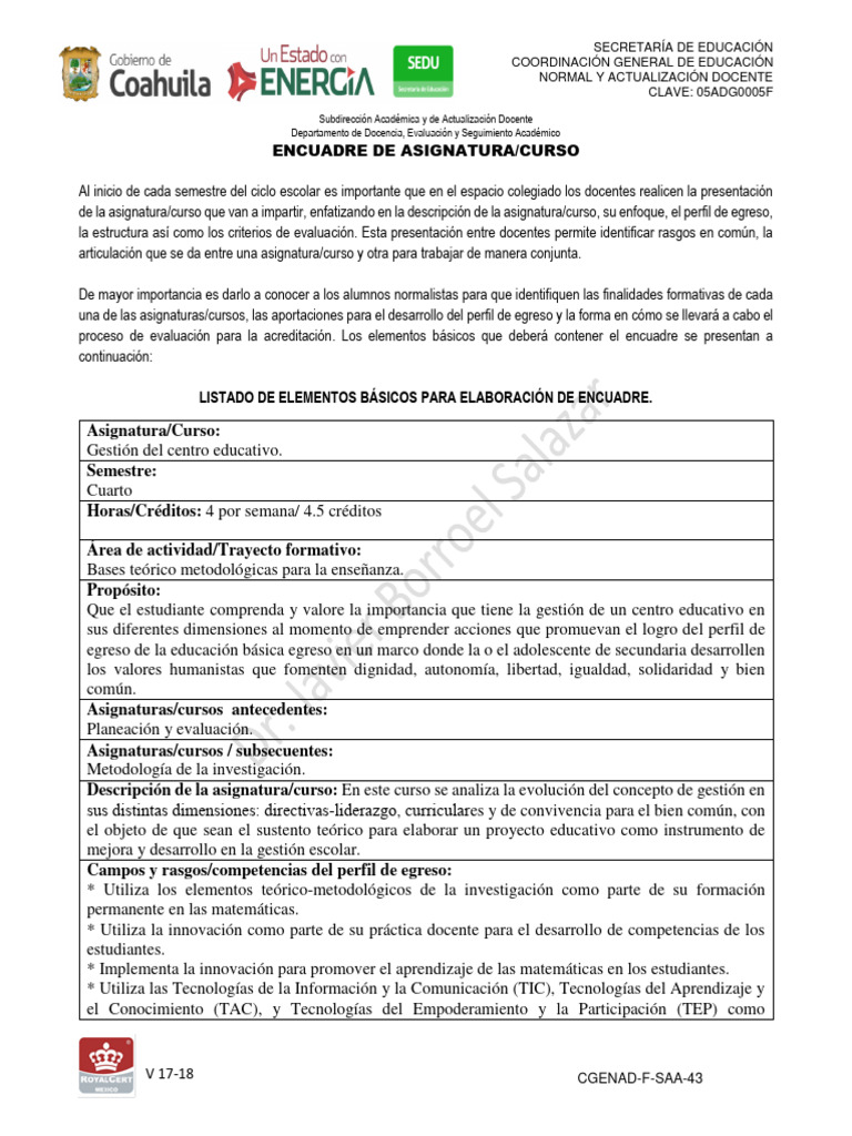 Formato de Encuadre Gestion Del Centro Educactivo 2022 | PDF