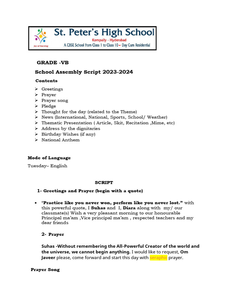 Assembly Script Tuesday | PDF