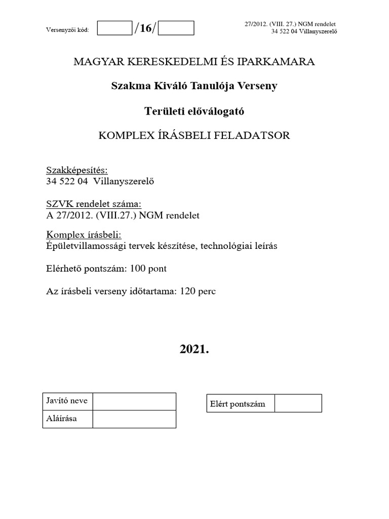 2021 Feladatsor Autószerelő Műhely | PDF