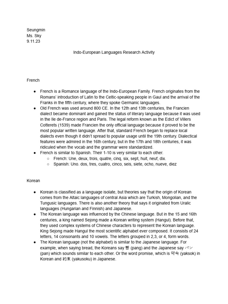 Indo-European Languages Research Activity | PDF