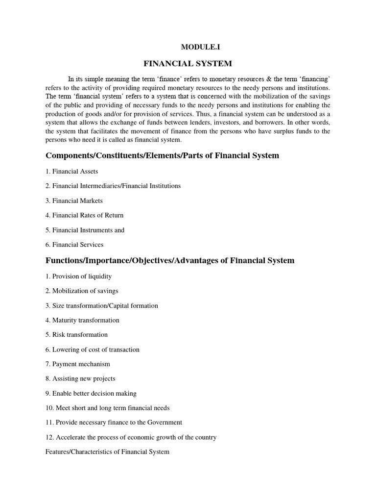 Overview of Financial Systems and Markets | PDF | Financial Markets ...