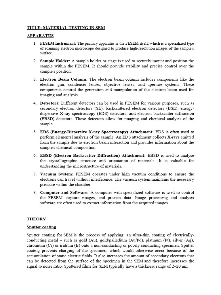 Sem Lab Record) | PDF | Scanning Electron Microscope | Energy ...