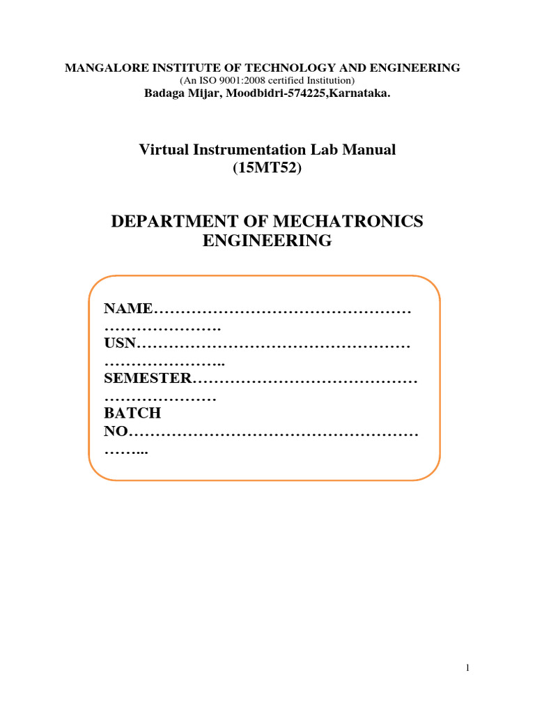Virtual Instrumentation Lab Manual | PDF | Matrix (Mathematics) | Computer Program