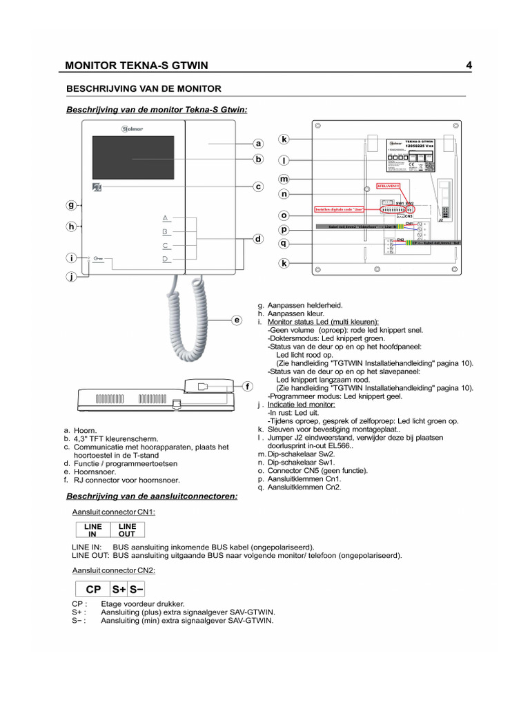 Aansluiten Videofoontoestel - Golmar - Tekna S - GTwin | PDF