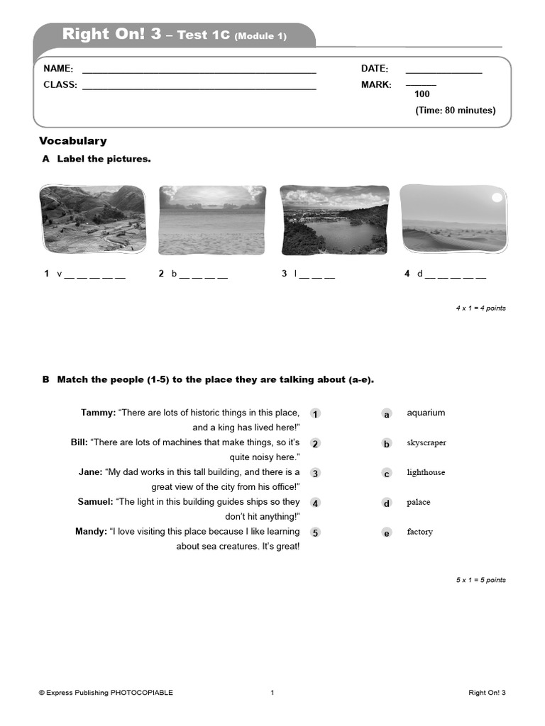 03 Right On 3 - Test 1C - Mod 1 | PDF