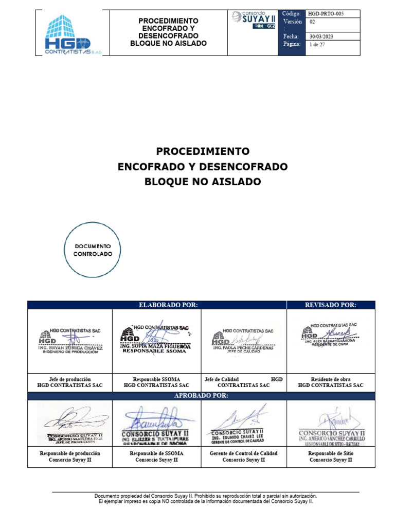HGD-PR-05-encofrado y Desencofrado - V2 | PDF
