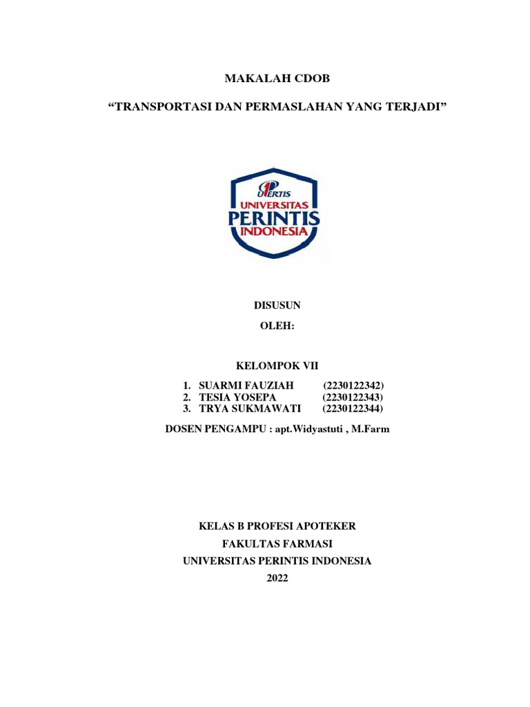 CDOB: Tantangan Transportasi Obat | PDF