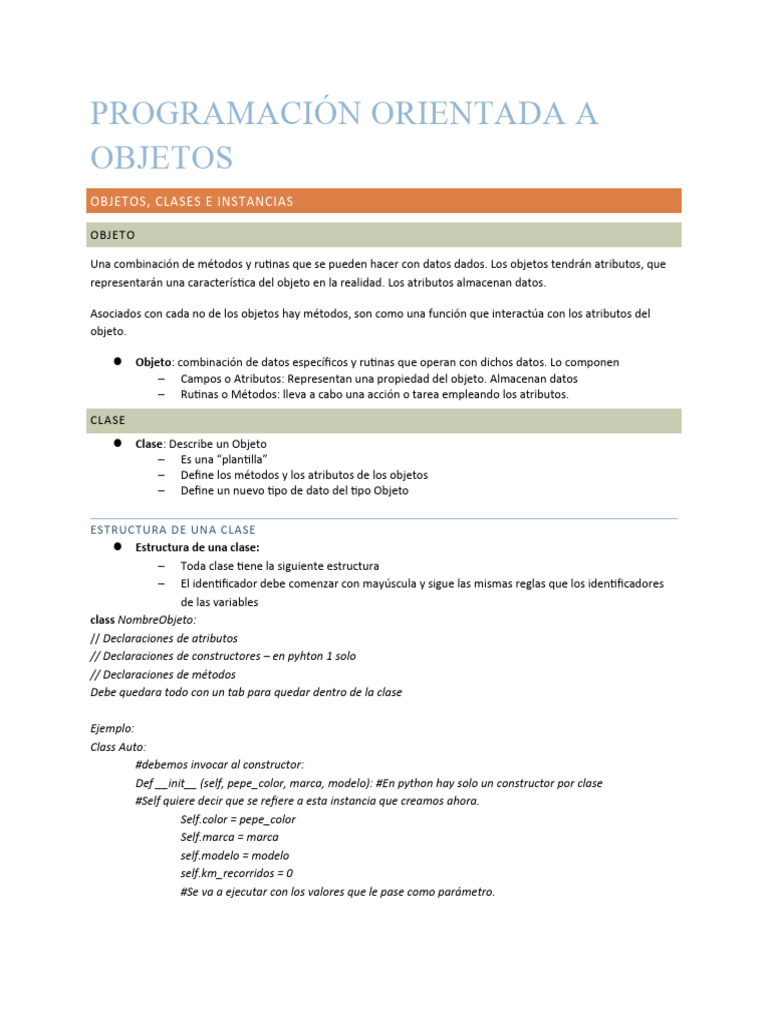 Programación Orientada a Objetos | PDF | Objeto (informática) | Python (lenguaje de programación)