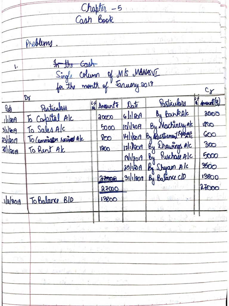 Single Column Cash Book | PDF