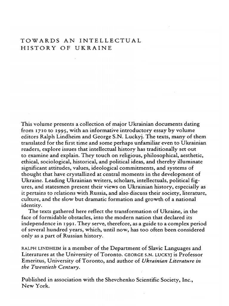 Intellectual History of Ukraine | PDF | Ukraine