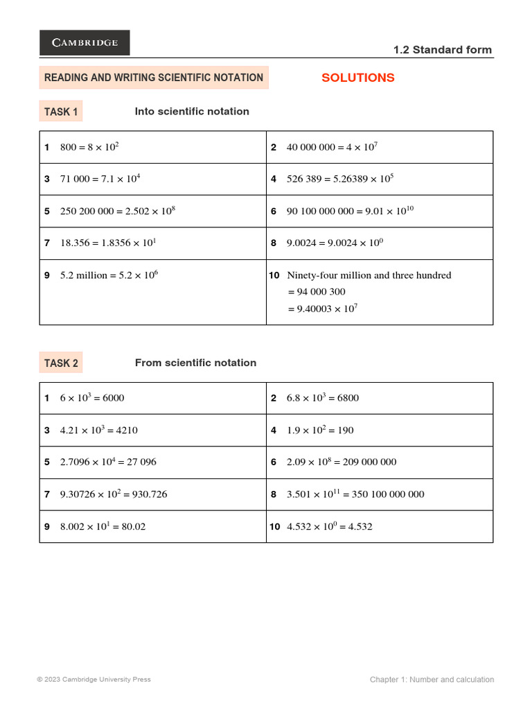 Scientific Notation Exercises | PDF