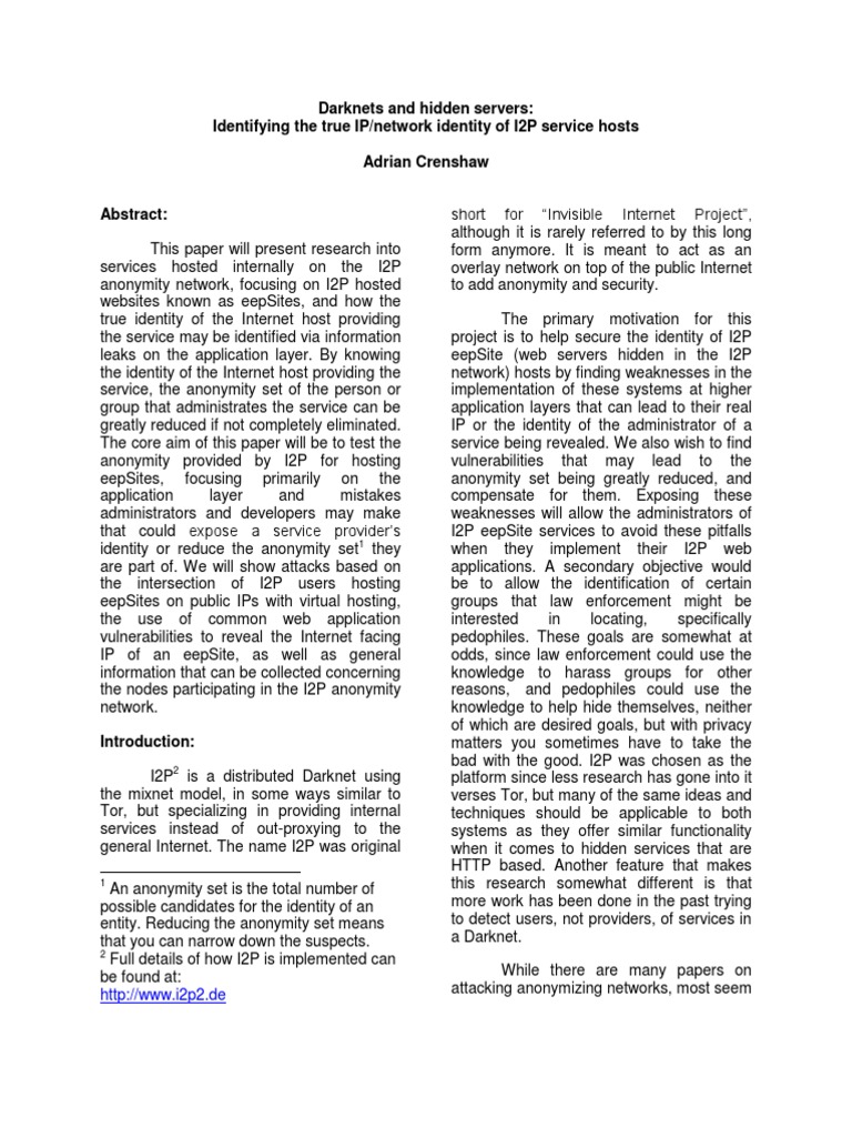 Identifying The True IP of I2P Service Hosts | PDF | Proxy Server | Tor ...