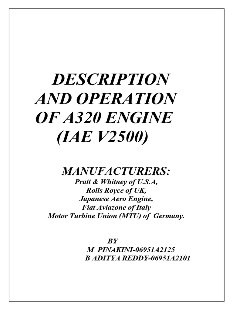 Description and Operation of A320 Engine Iae v2500 | PDF | Pump | Turbine