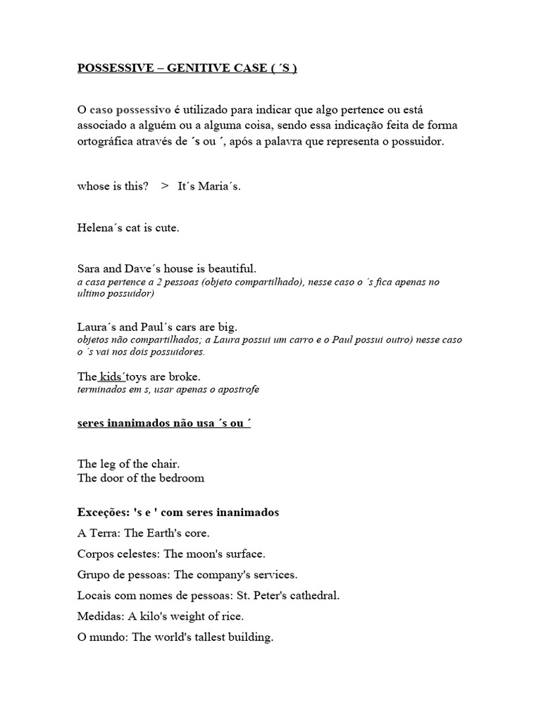 Possessive Genitive Case | PDF