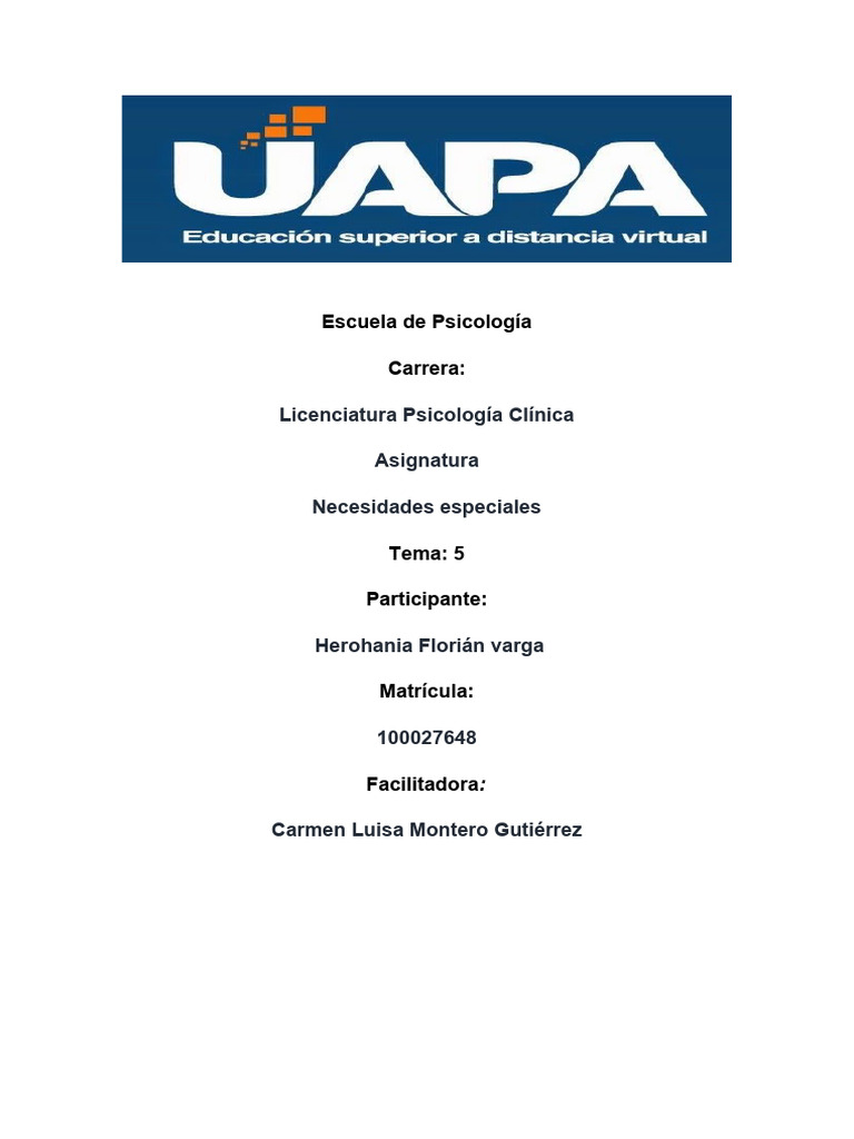 Trea 5 Nececidades Especiales HFV5 | PDF