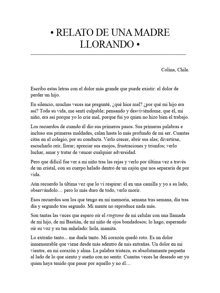 Relato de Una Madre Llorando | PDF | Ciencias sociales | Novela negra, policíaca y suspenso