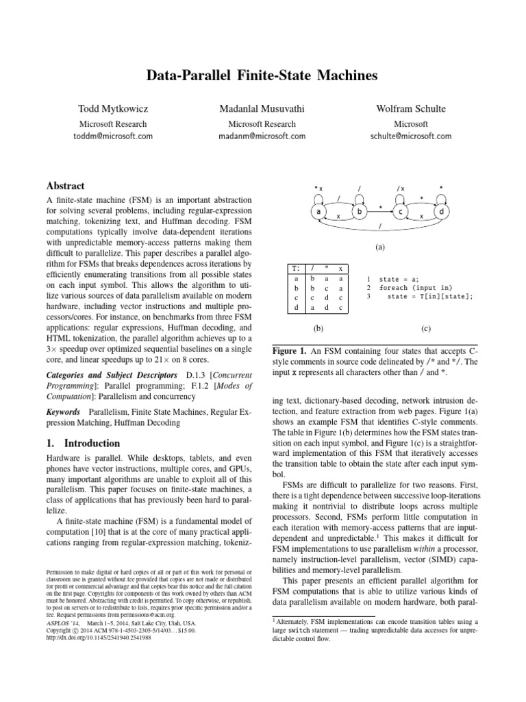 Data Parallel Finite State Machines Pdf