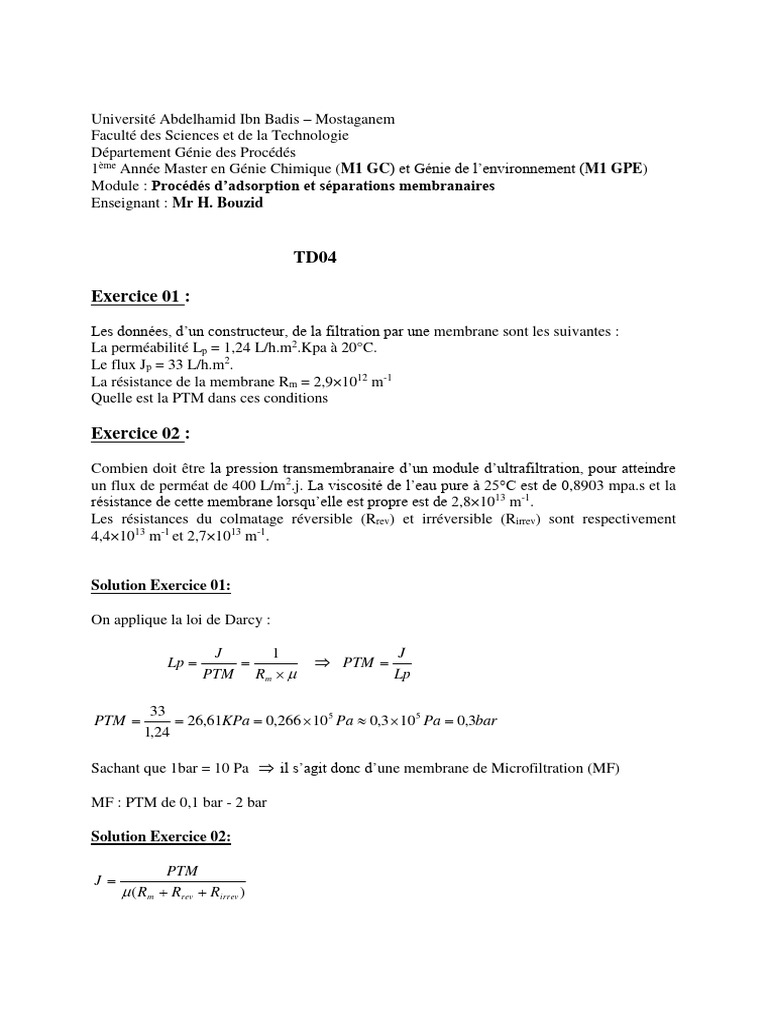 Calcul de la pression transmembranaire | PDF