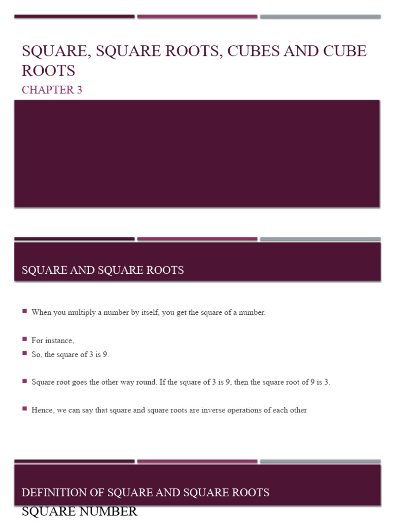 Chapter 3 Squares, Square Roots, Cubes and Cube Roots | PDF | Square ... Chapter 3 Squares, Square Roots, Cubes and Cube Roots | PDF | Square ...