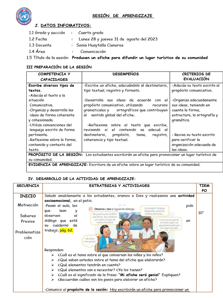 SESIÓN DE Comunicación - Escribimos Un Afiche | PDF | Escritura | Comunicación