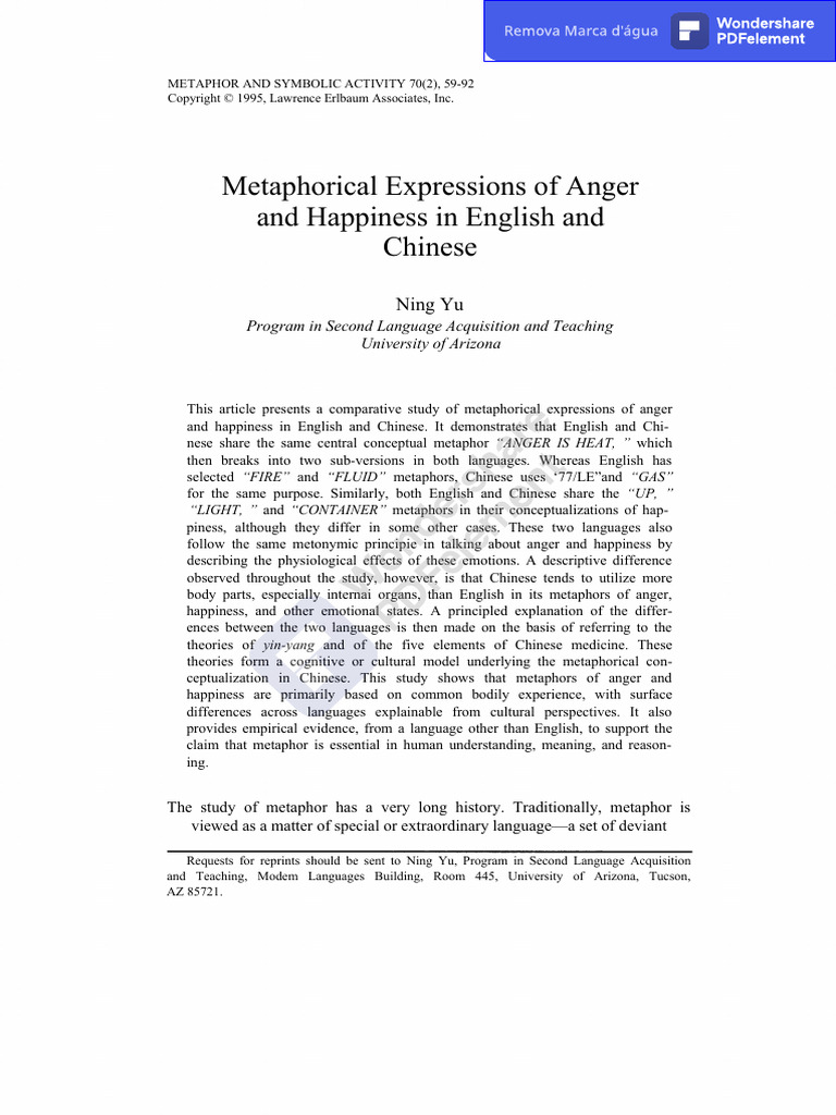 2 Metaphorical Expressions of Anger and Happiness in English and ...