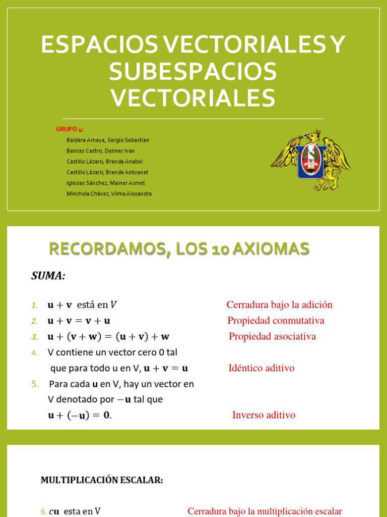 ESPACIOS VECTORIALES - Version Final-1 | PDF | Espacio vectorial | Vector Euclidiano