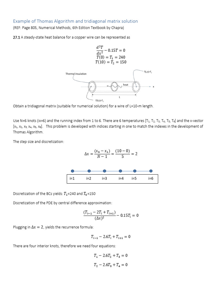 Thomas Algorithm And Tridiagonal Matrix Example Pdf 3800