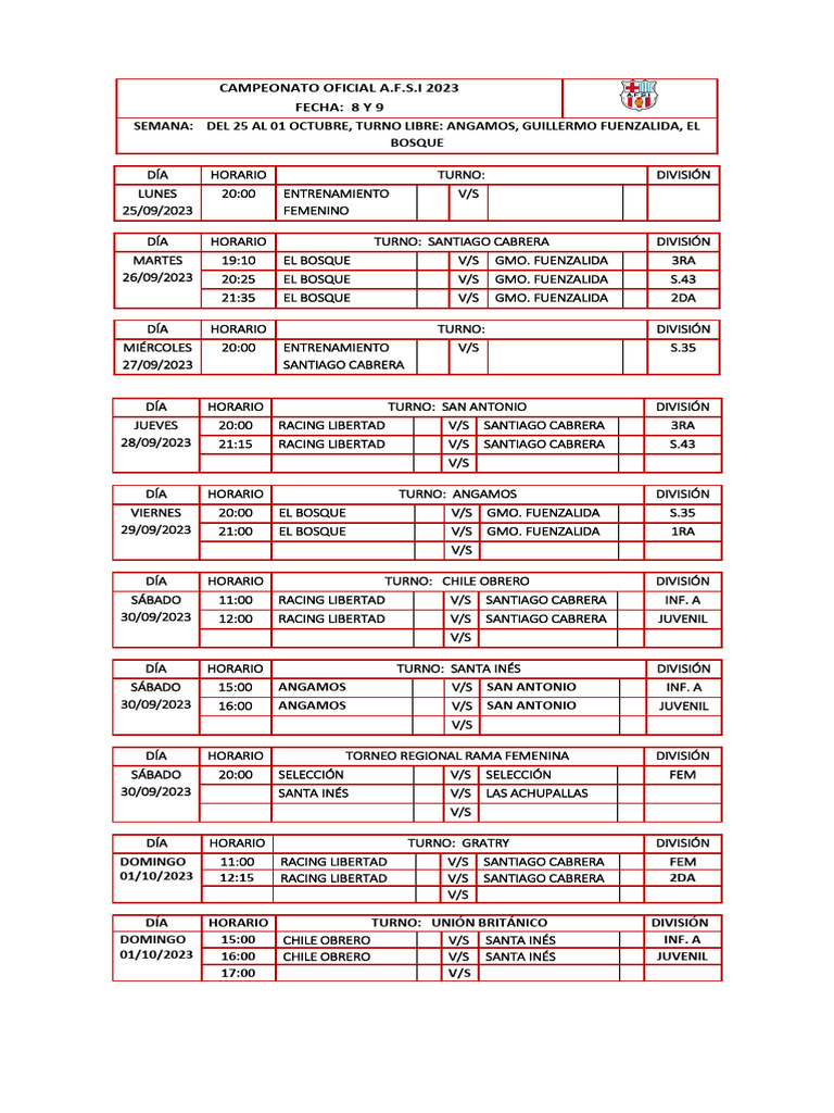 Fixture 8 y 9 | PDF