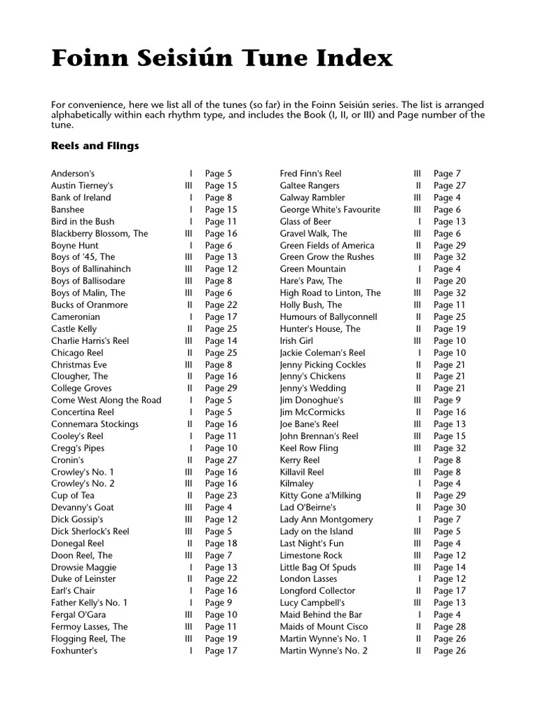 Foinn Seisiun Index | PDF