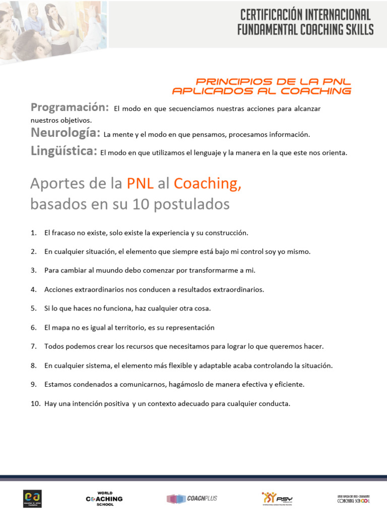 PARTE 3. Manual Certificación Coaching - Coaching y PNL | PDF | Percepción | Sicología