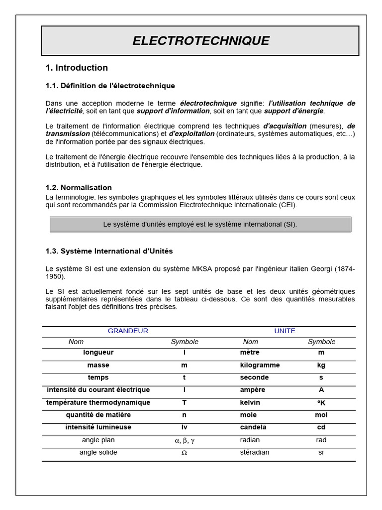 Electrotechnique Cours | PDF