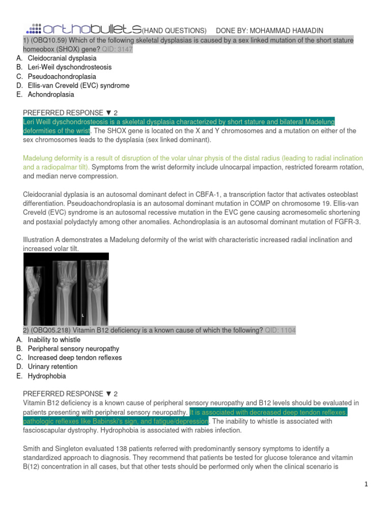 Orthobullets HAND | PDF | Axon | Methicillin Resistant Staphylococcus ...