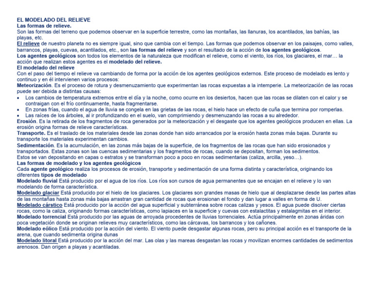 Modelado del Relieve Terrestre | PDF | Roca (geología) | glaciar