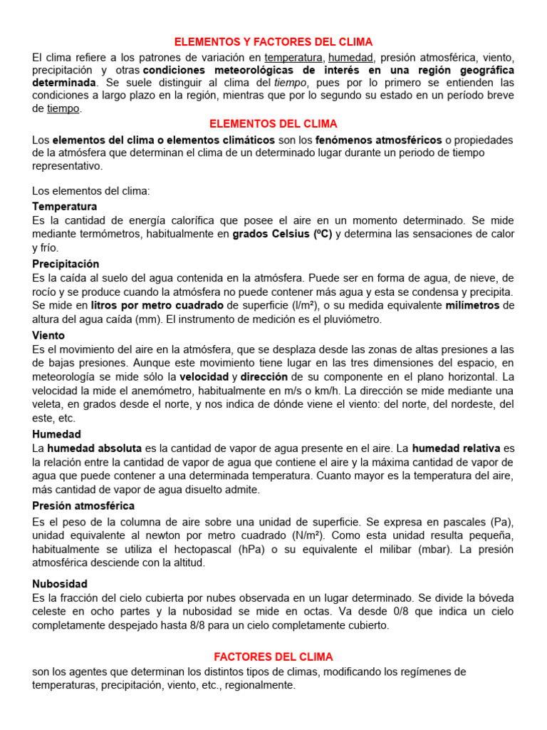 Elementos y Factores Del Clima | PDF