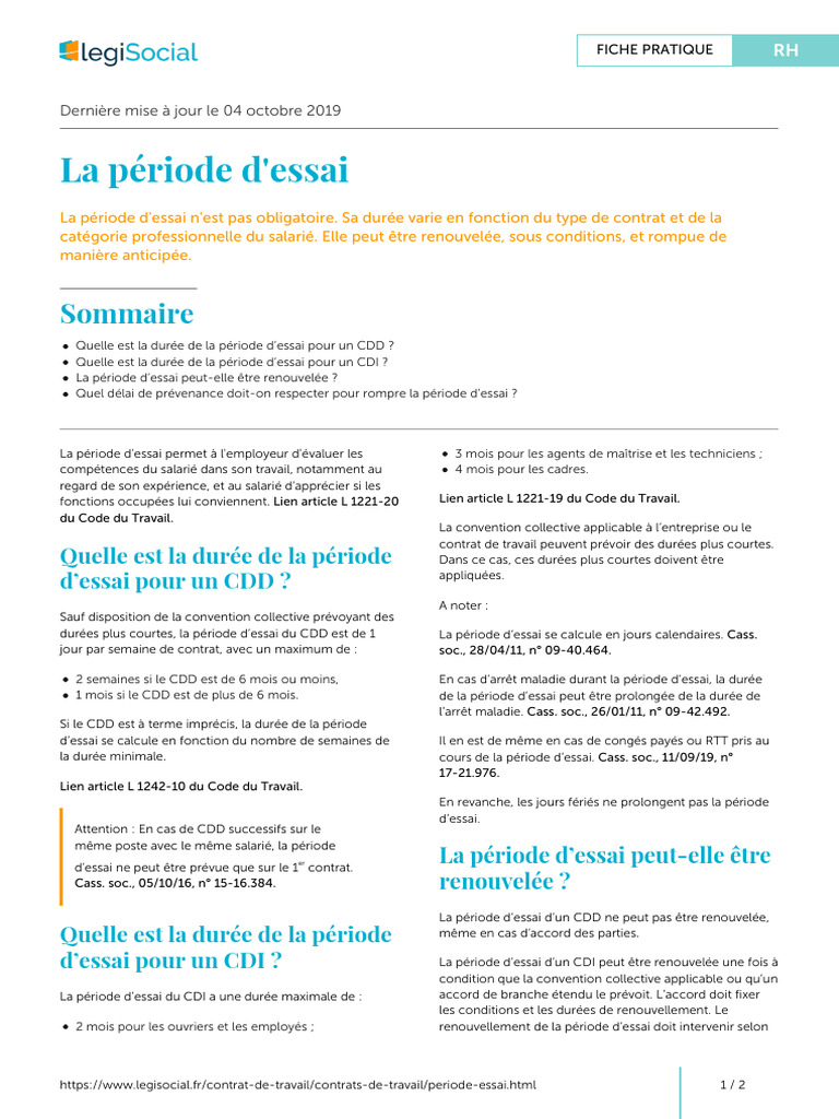 Fin de période d'essai : guide pratique | PDF | Finance et gestion ...
