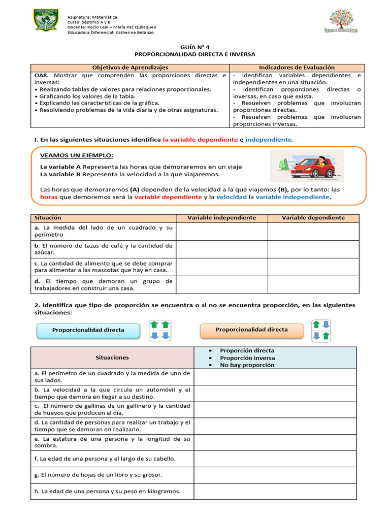 7mo Básico A y B Matemática Guía N°4 06 Al 17 de Julio | PDF | Matemáticas