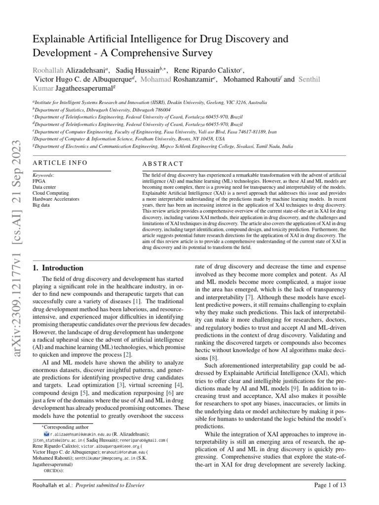 Explainable Artificial Intelligence For Drug Discovery and Development ...