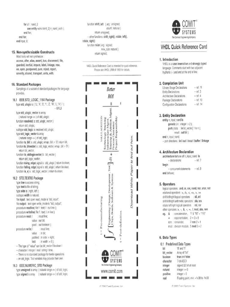 VHDL Quick Reference | PDF