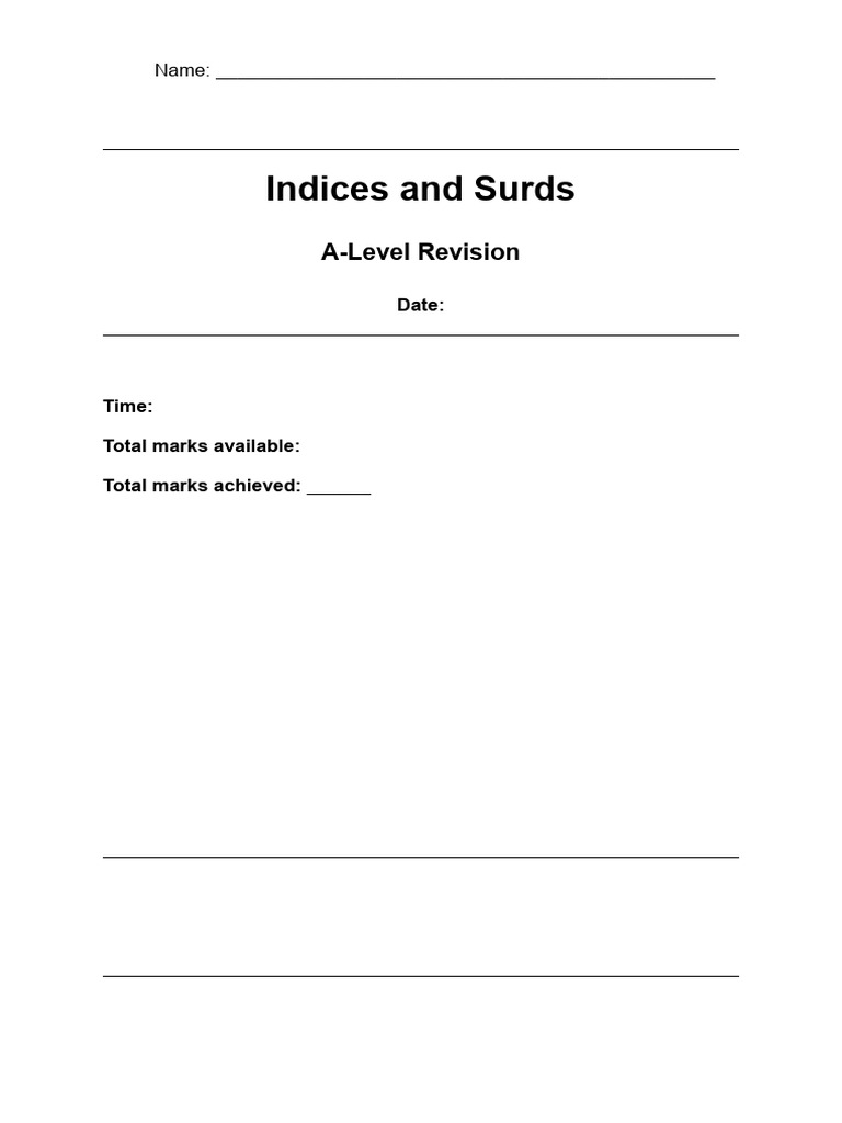 Indices and Surds Past Paper Questions With Solution | PDF