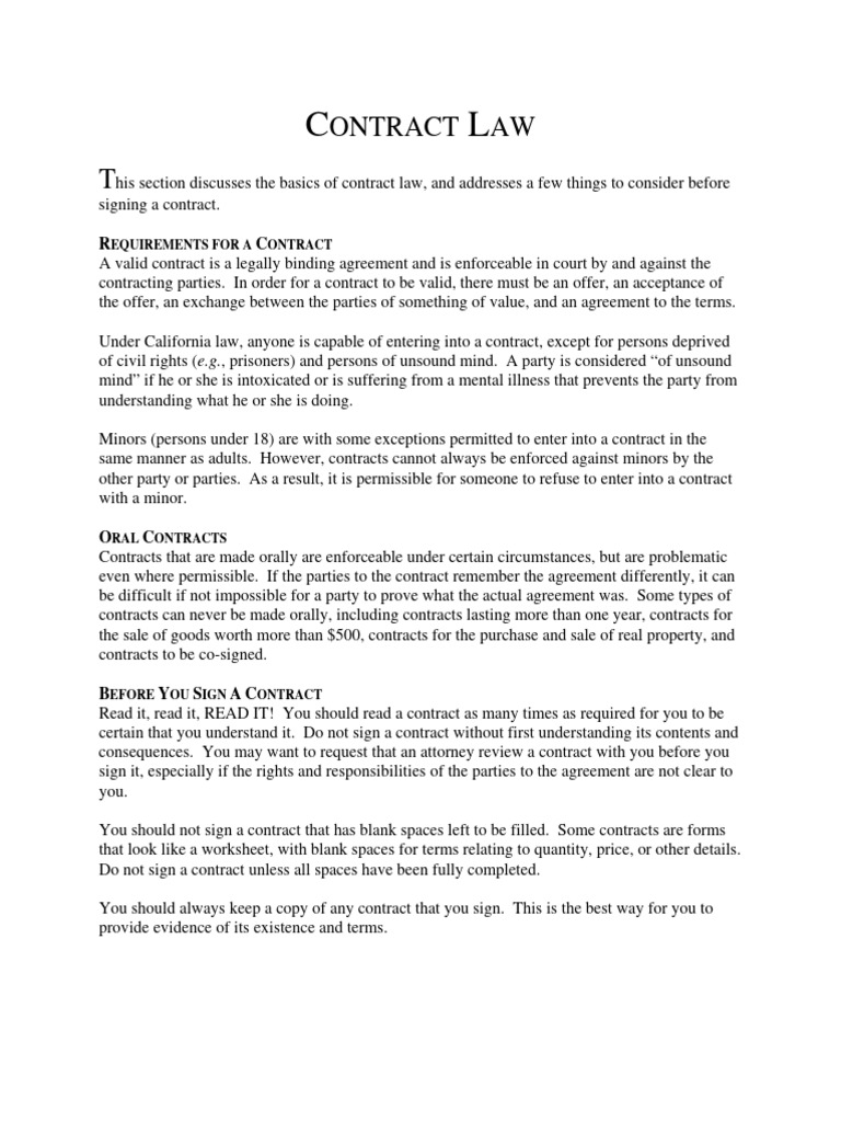Understanding Contract Law Basics | PDF | Civil Law (Legal System ...
