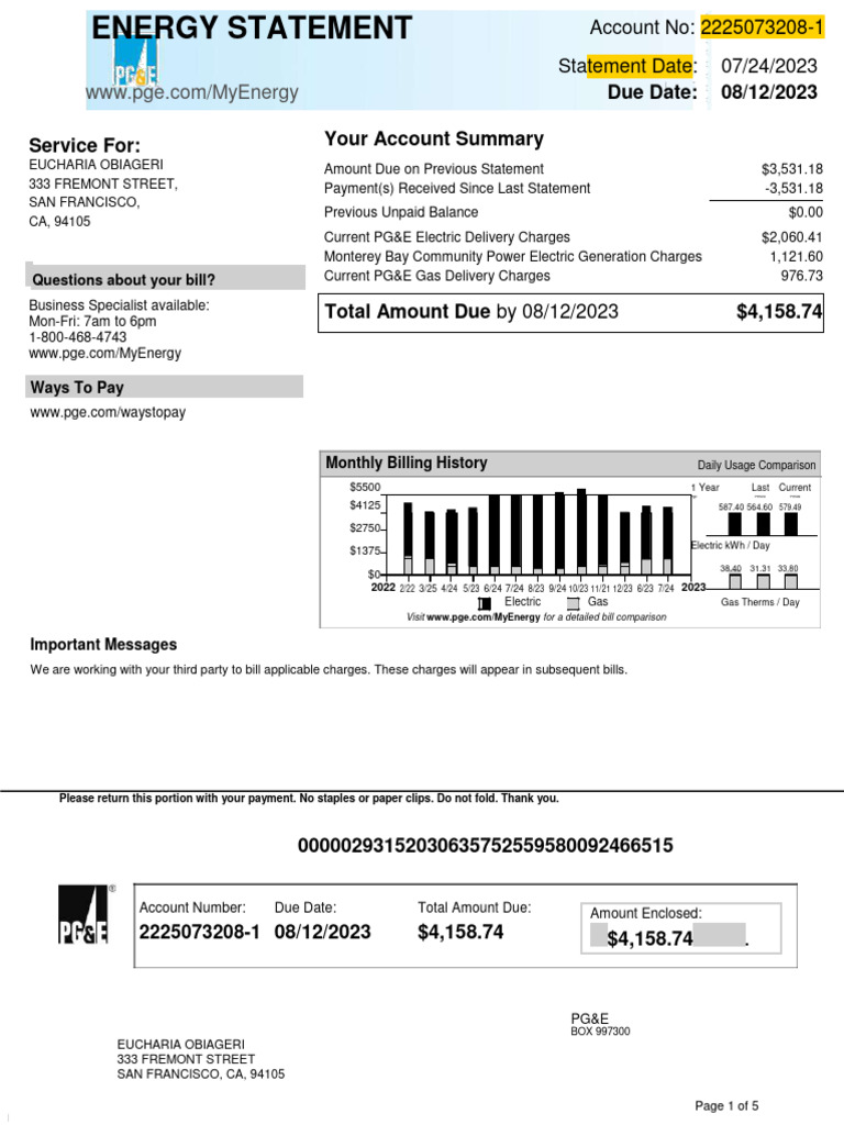 Energy Statement - Compressed | PDF | Pacific Gas And Electric Company ...