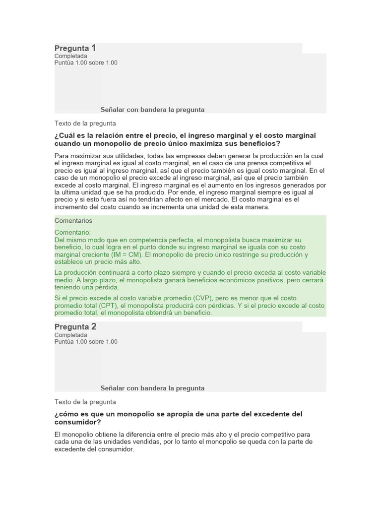 Examen Monopolio | PDF | Monopolio | Mercado (economía)