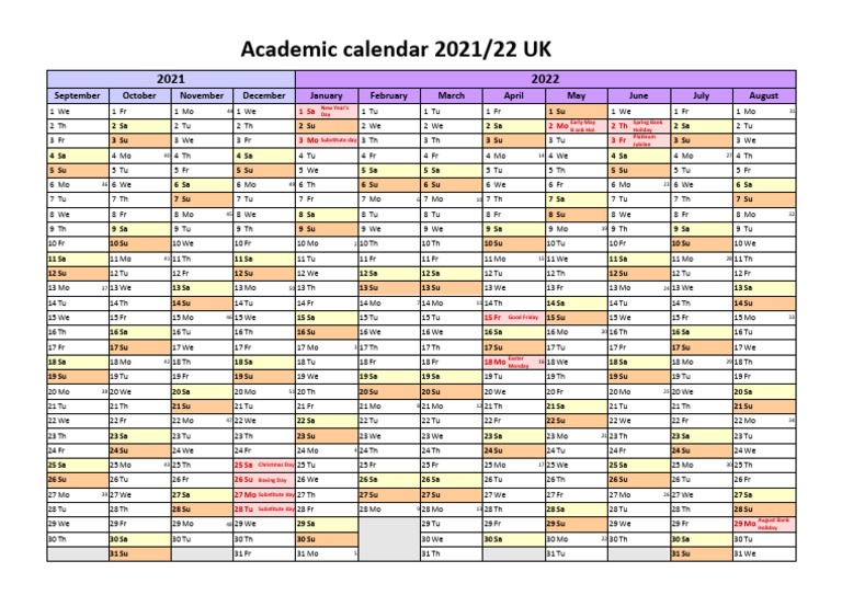 Academic Calendar 2021 2022 Landscape | PDF