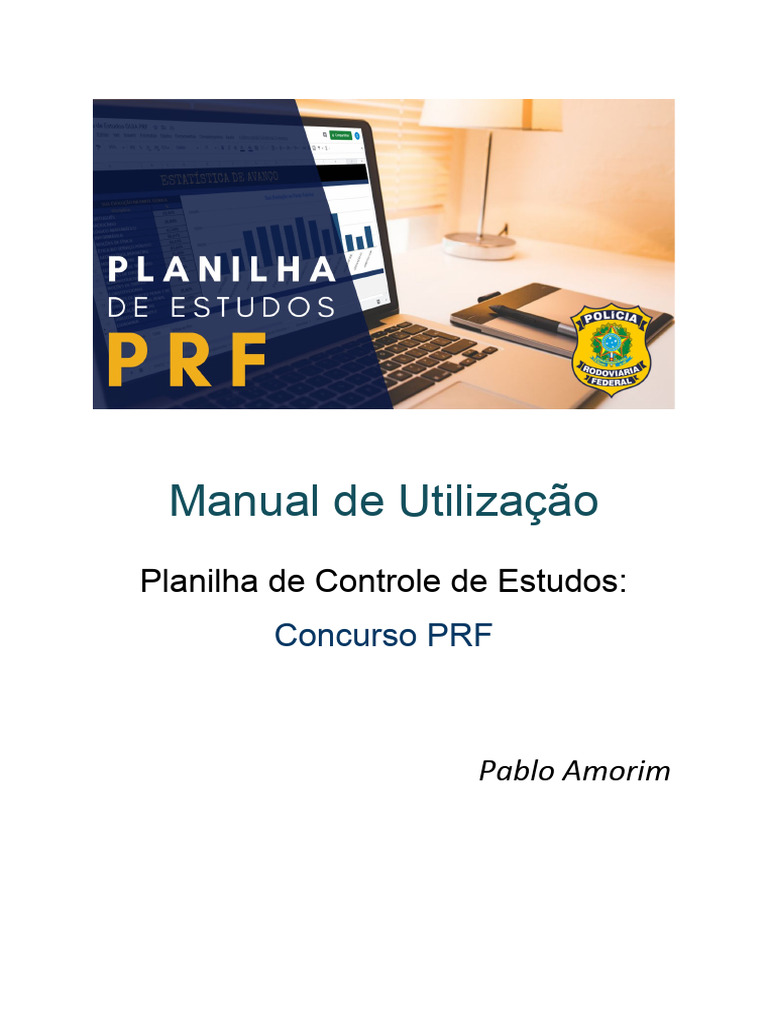 Manual de Uso Planilha de Controle de Estudos PRF | PDF