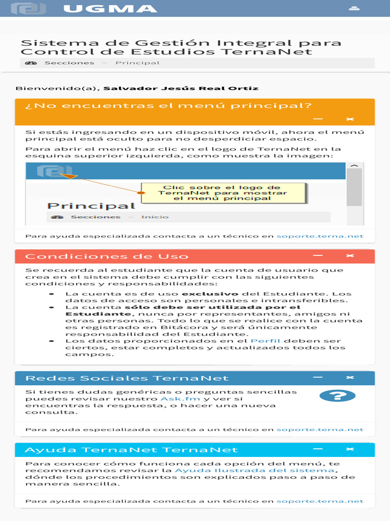 UGMA - Sistema de Gestión Integral para Control de Estudios TernaNet | PDF